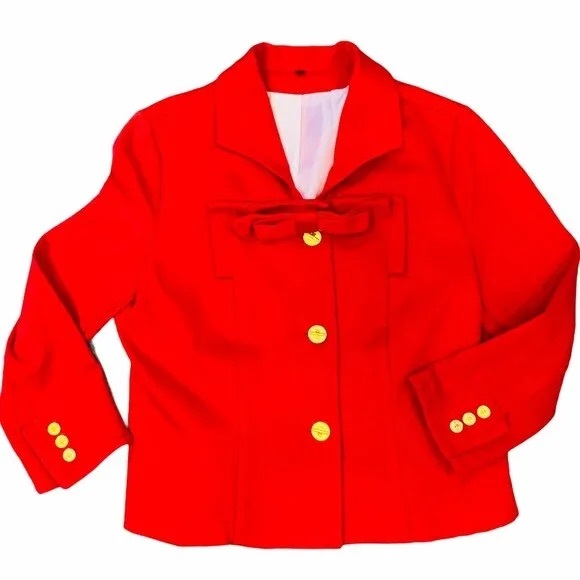 CAbi | Jackets & Coats | Cabi Red Beau Jacket With Gold Buttons And Bow ...